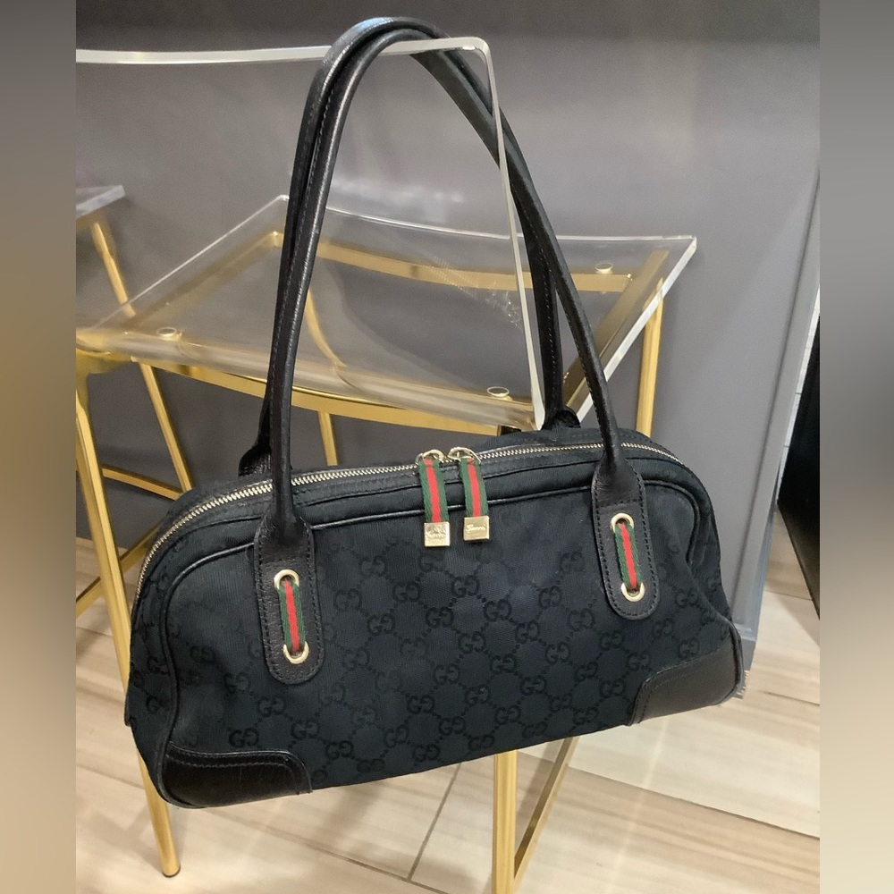 Gucci Gg Canvas Princy Shoulder Bag | Black - Gem